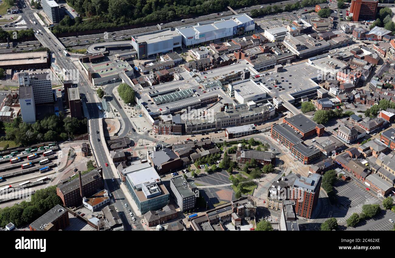 aerial view of the Merseyway Shopping Centre in Stockport near ...
