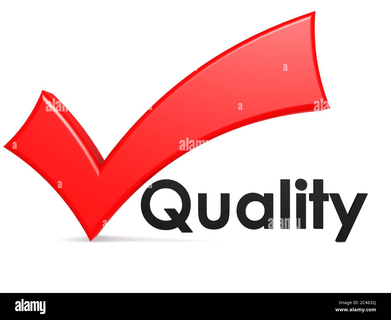 Red check mark sign with quality word, 3D rendering Stock Photo - Alamy