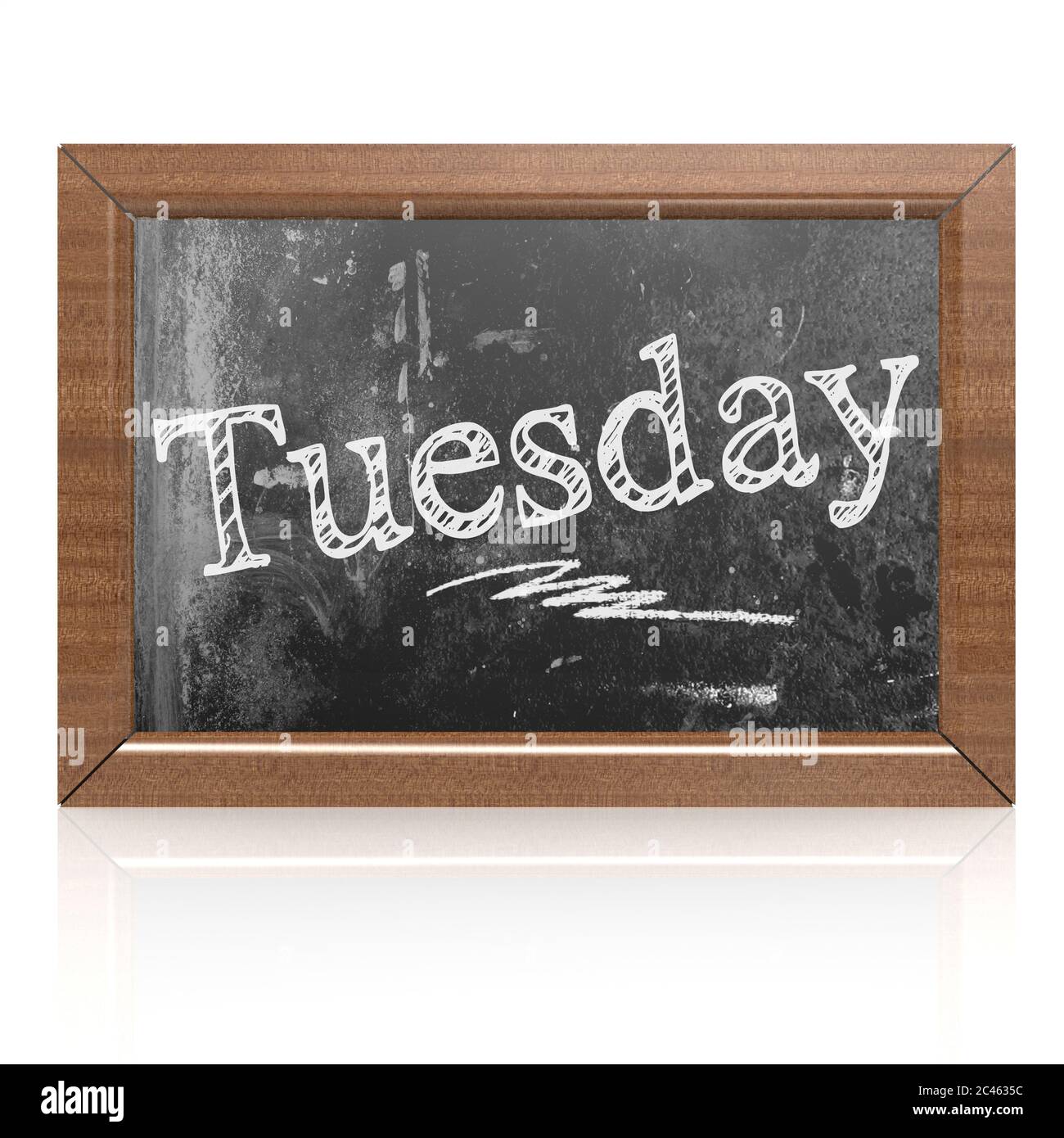Tuesday text written on blackboard, 3D rendering Stock Photo - Alamy