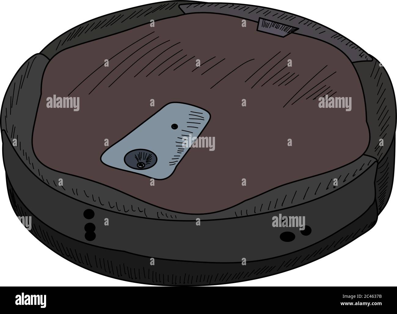 vector, on a white background, robot vacuum cleaner, sketch with lines ...