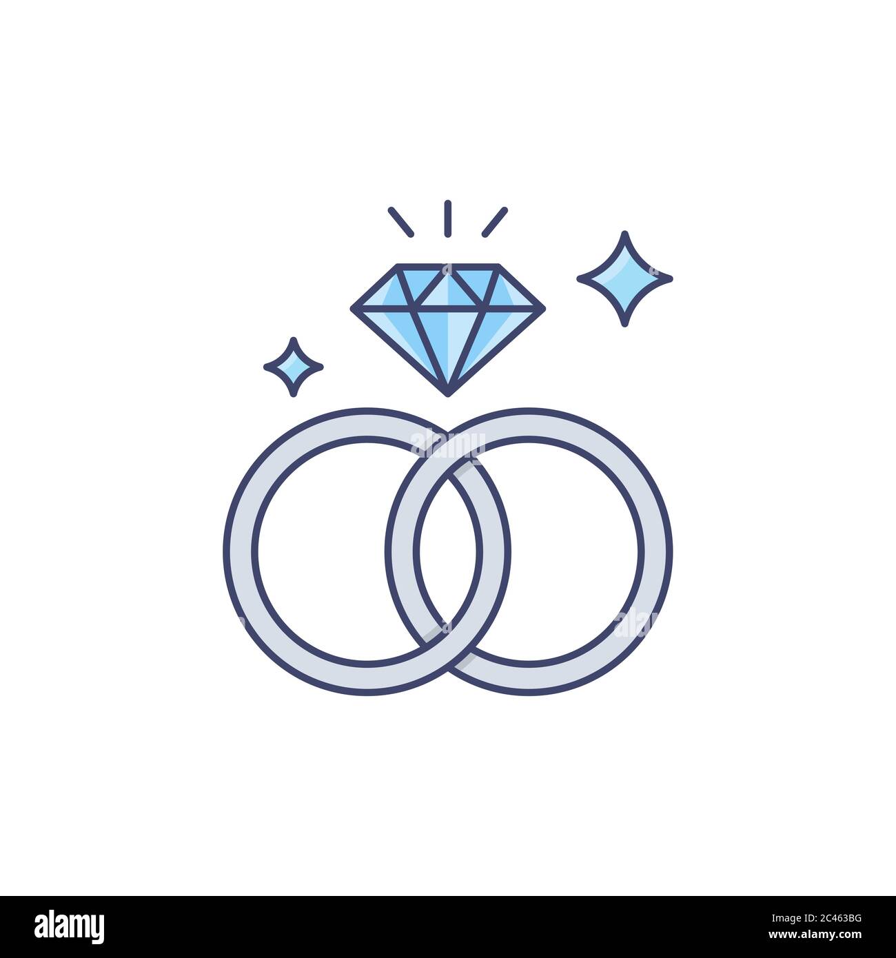Pair of wedding rings vector icon symbol isolated on white background ...