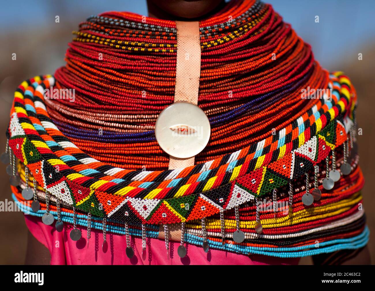 Rendille tribeswoman necklace, Marsabit district, Ngurunit, Kenya Stock ...