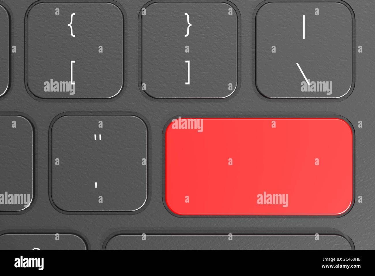 Red enter key on black keyboard, 3D rendering Stock Photo - Alamy