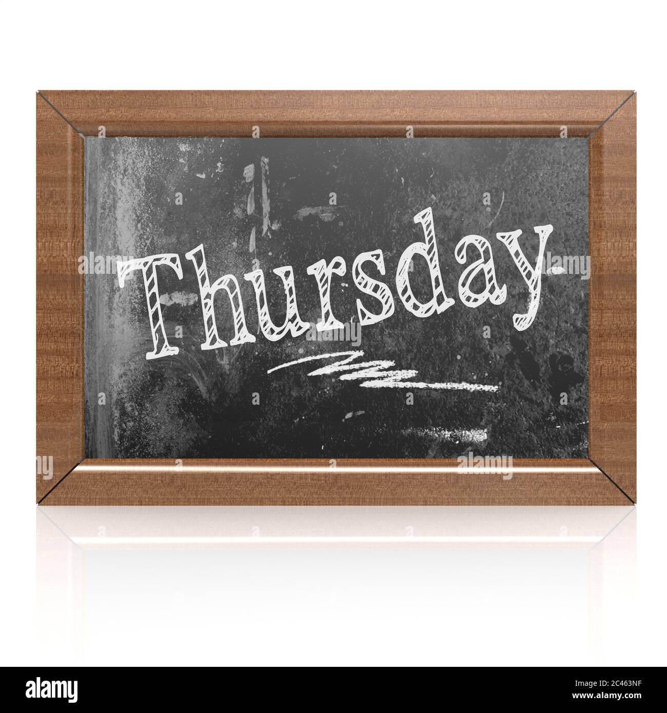 Thursday text written on blackboard, 3D rendering Stock Photo - Alamy