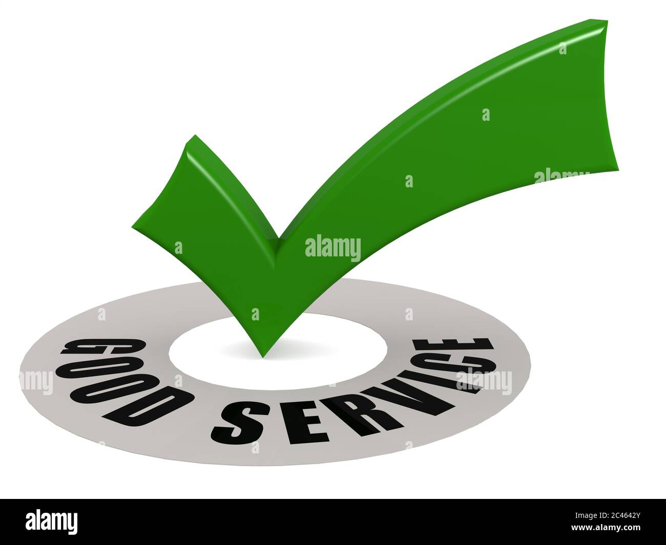 Good service word and green check mark, 3D rendering Stock Photo - Alamy