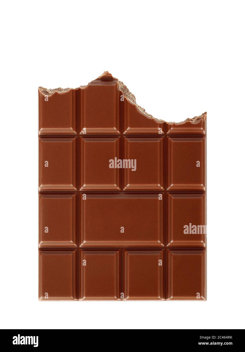 Bitten milk chocolate bar isolated on white background close-up Stock ...
