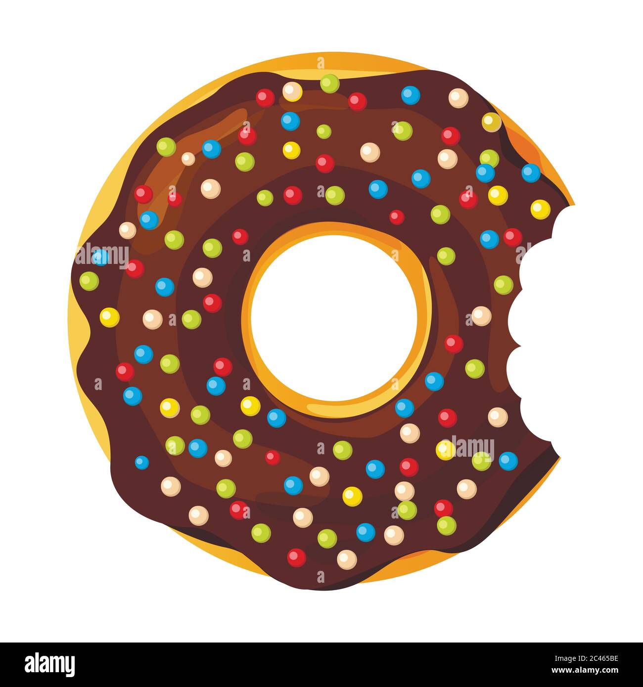 Colorful bitten donut on white background, flat vector illustration ...