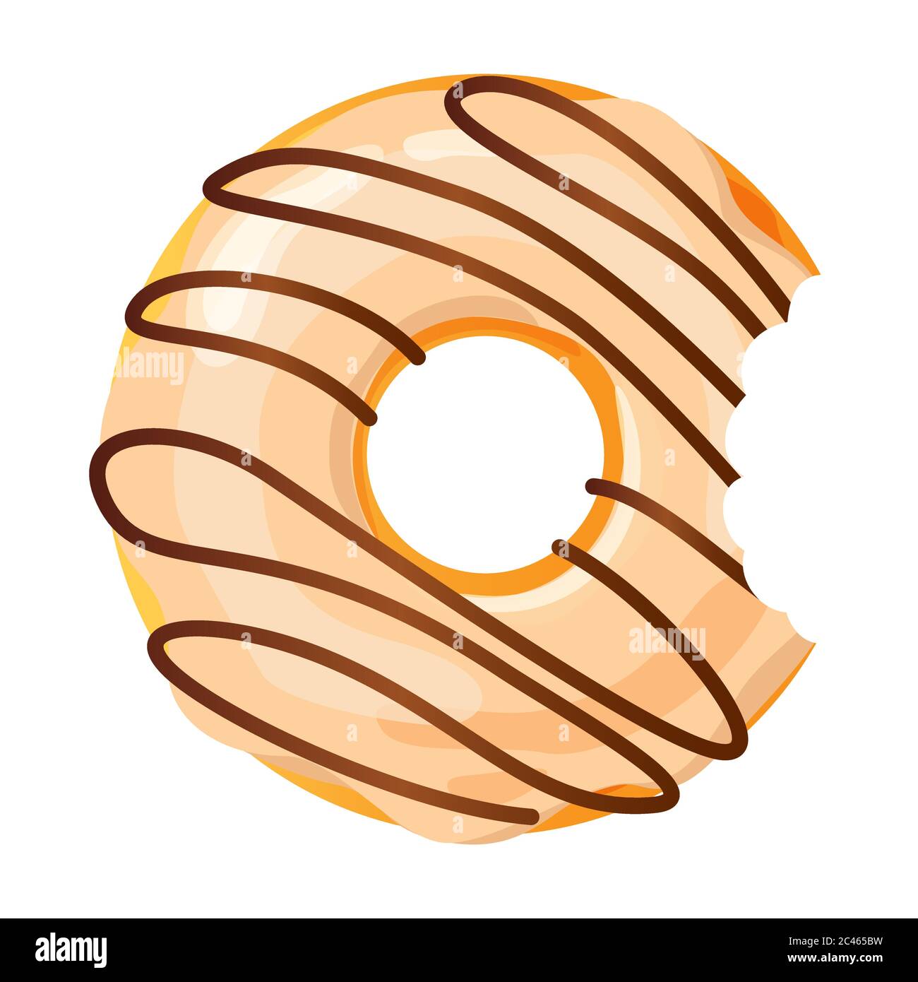 Colorful bitten donut on white background, flat vector illustration ...