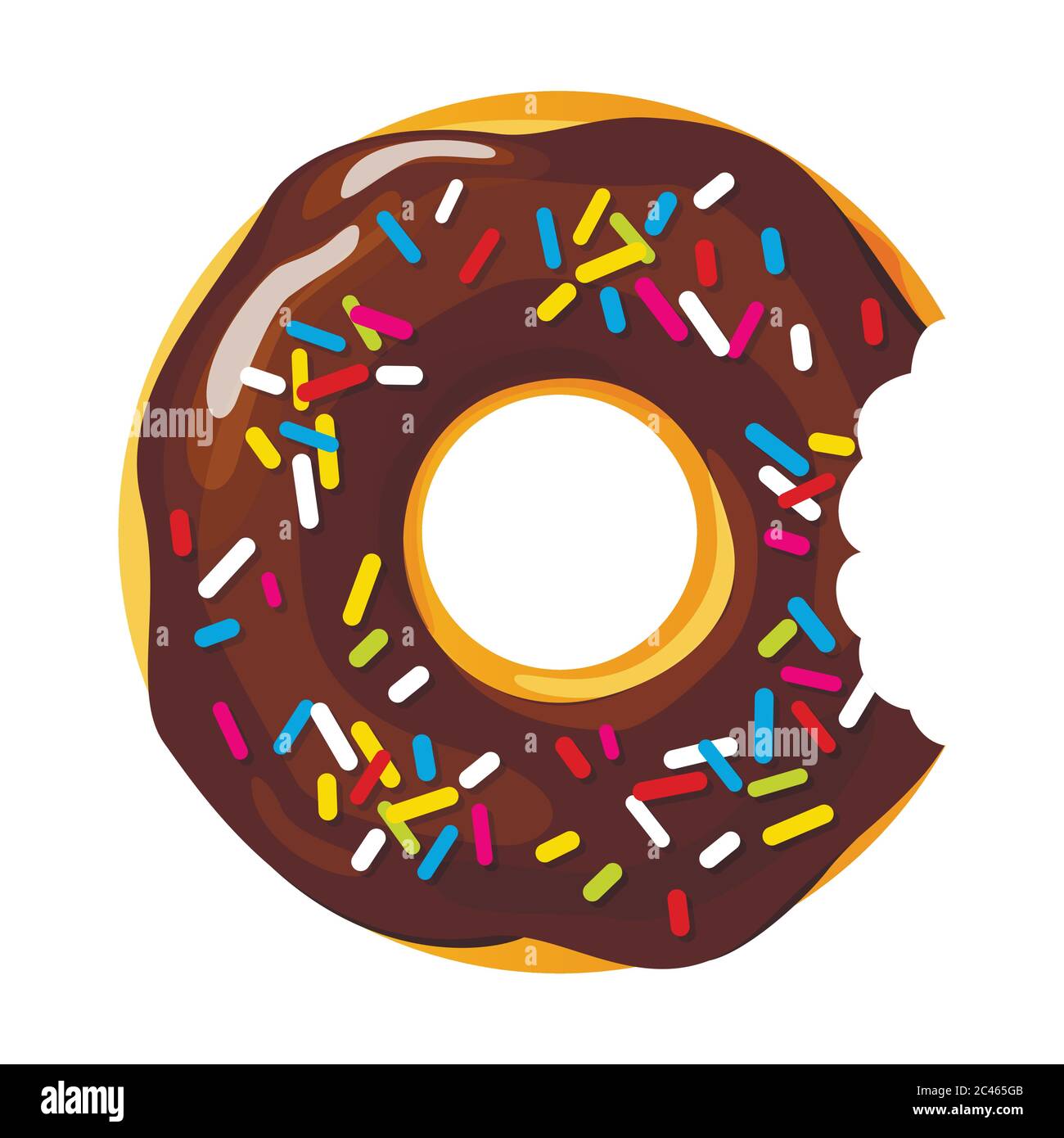 Colorful bitten donut on white background, flat vector illustration ...