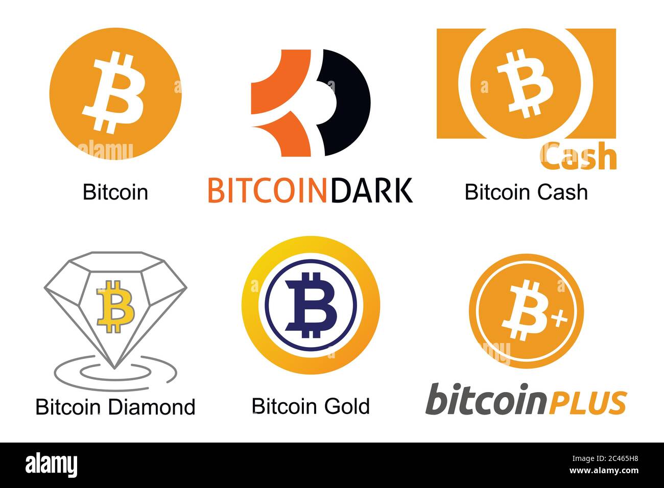 Set of logos bitcoin cryptocurrencies with names of it, vector ...