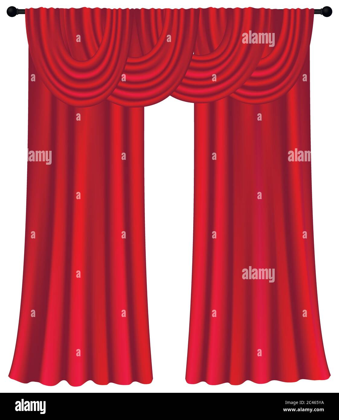 Red luxury curtains and draperies on white background, realistic vector ...