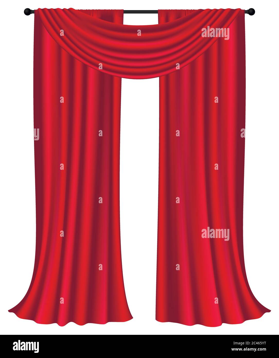 Red luxury curtains and draperies on white background, realistic vector ...