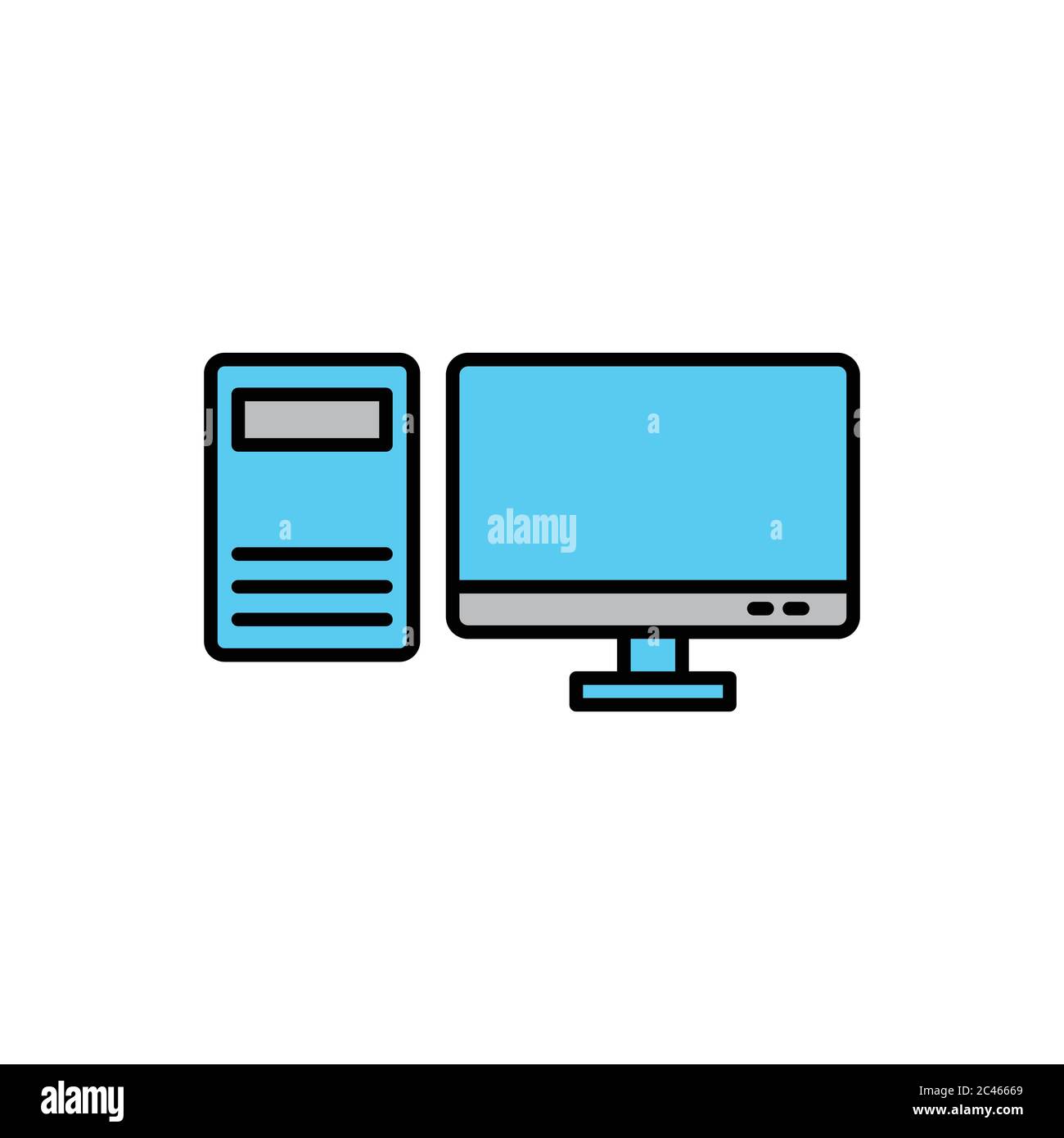 Personal computer, flat icon set. Design template vector Stock Vector ...
