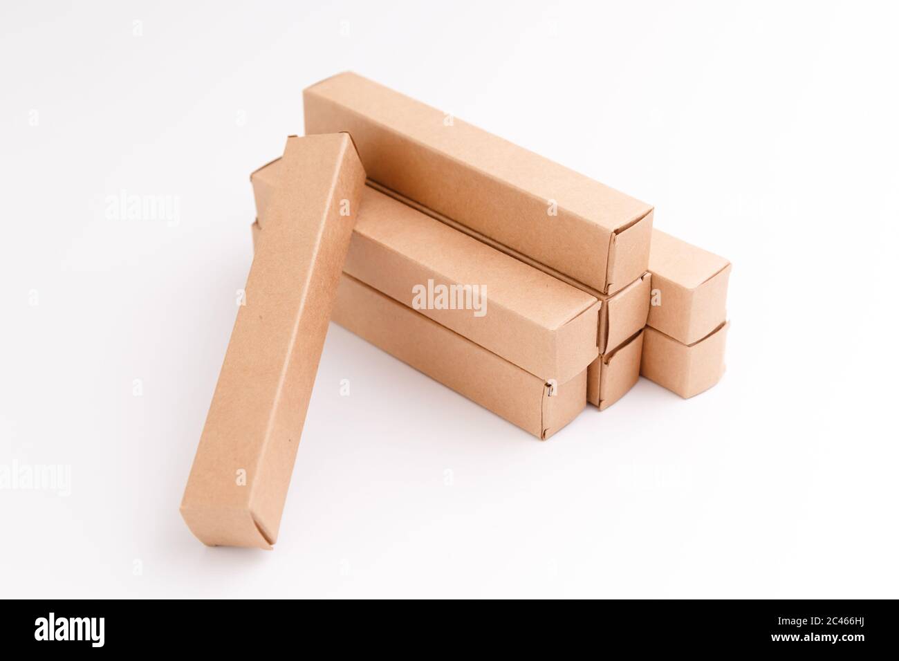 Oblong сardboard boxes on white background. Mockup image. Delivery and ...