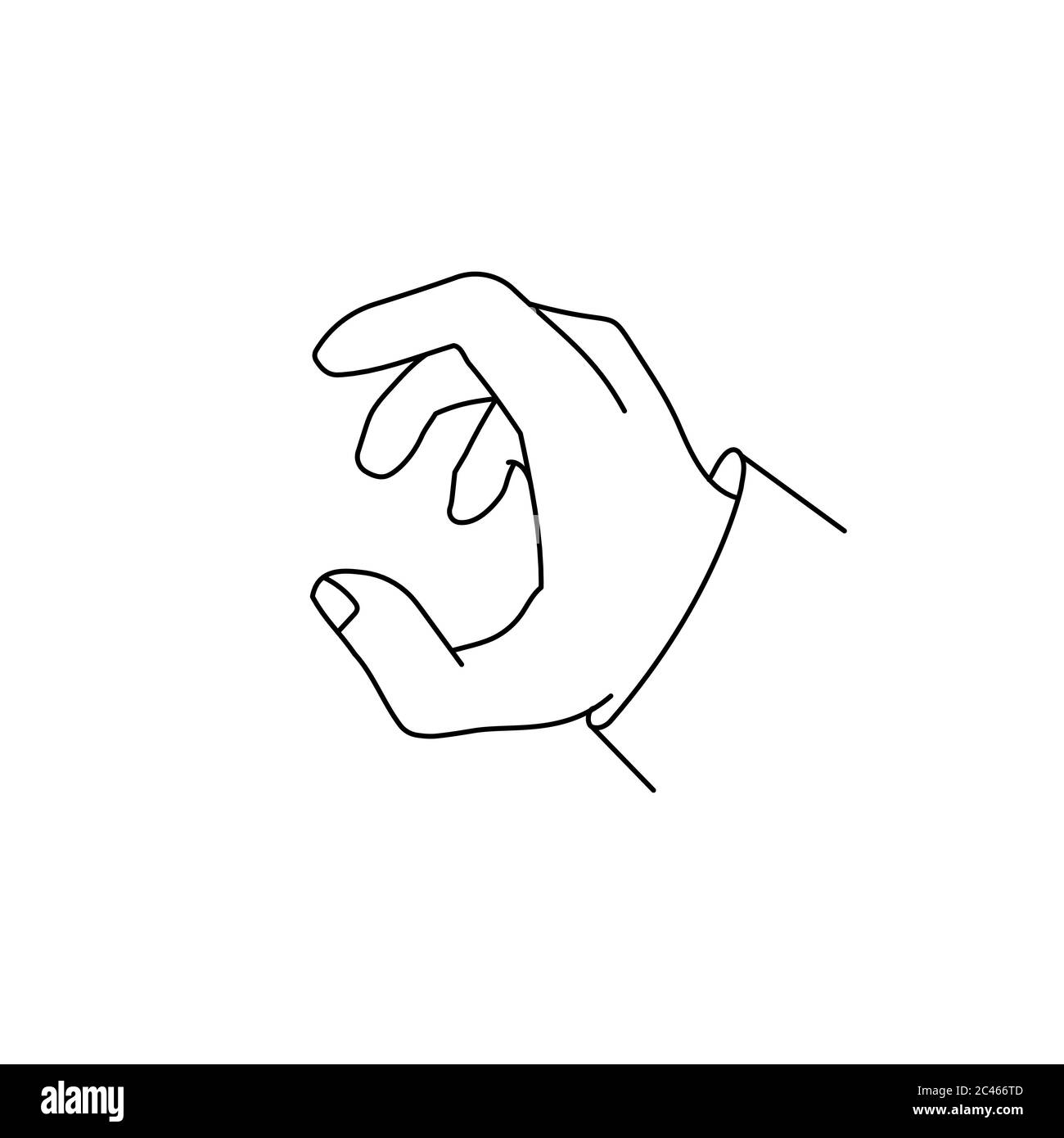 Hand taking something outline icon isolated white background Stock ...