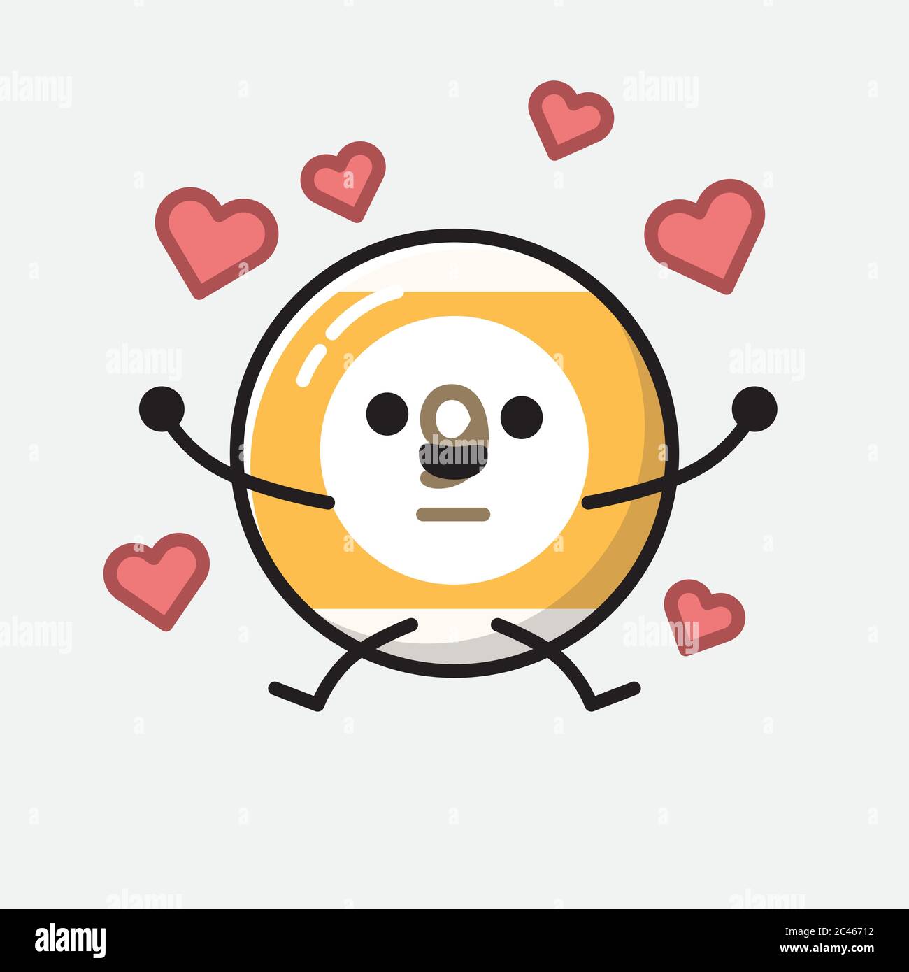 An illustration of Cute Billiard Ball Mascot Vector Character in Flat ...