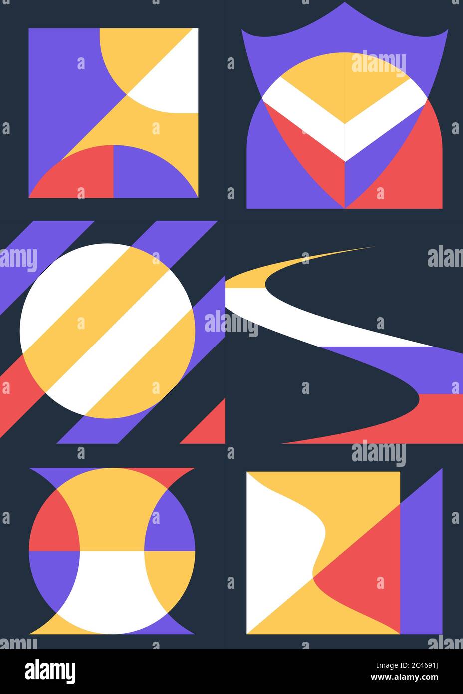 Vertical shot of geometric graphics composition with simple shape and ...