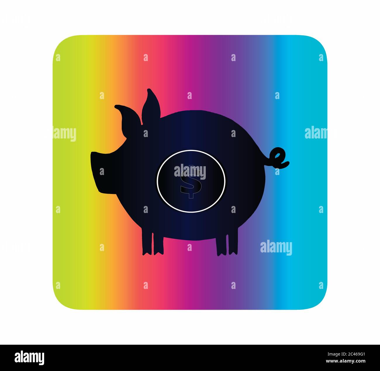 pig piggy bank flat neon vector icon Stock Vector Image & Art - Alamy