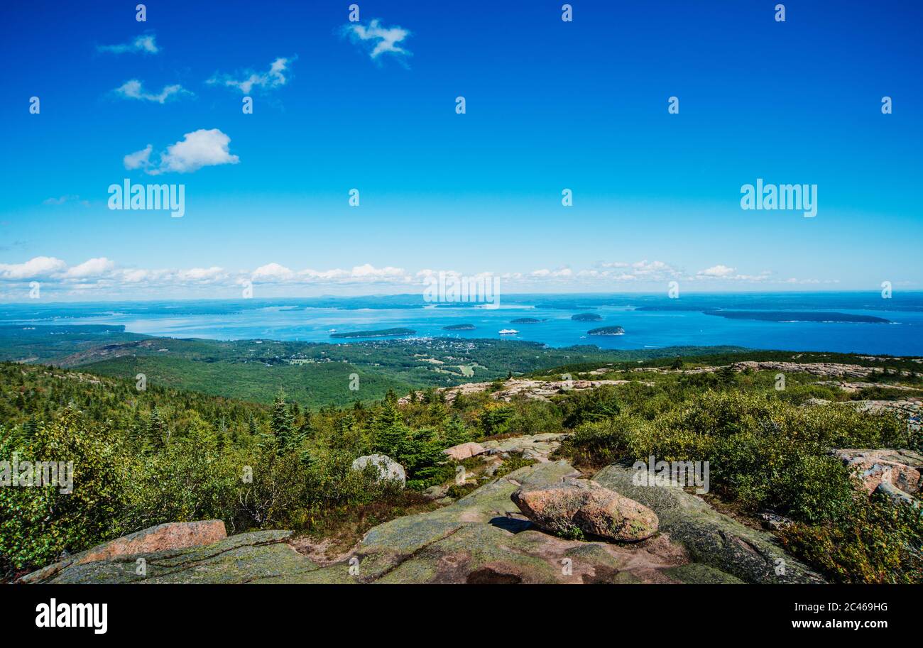 View from Cadillac mountain, Acadia National Park, Maine, United States ...