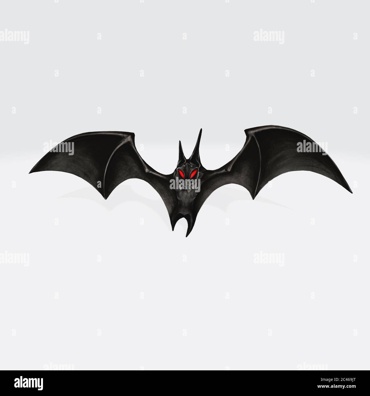 Graphic illustration of 3D rendered black bat isolated on the white ...