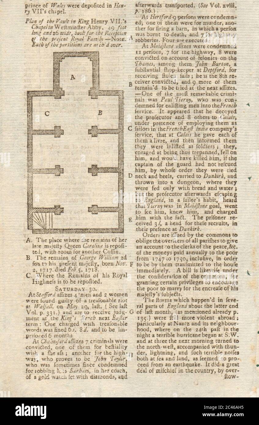 Plan of the vault in King Henry VII's Chapel in Westminster Abbey ...