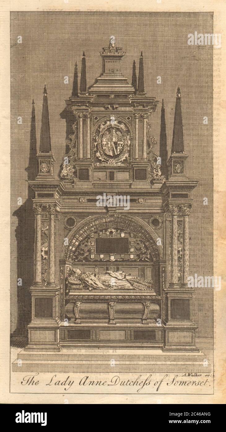 Tomb of Lady Anne Seymour, Duchess of Somerset. Westminster Abbey 1756 ...
