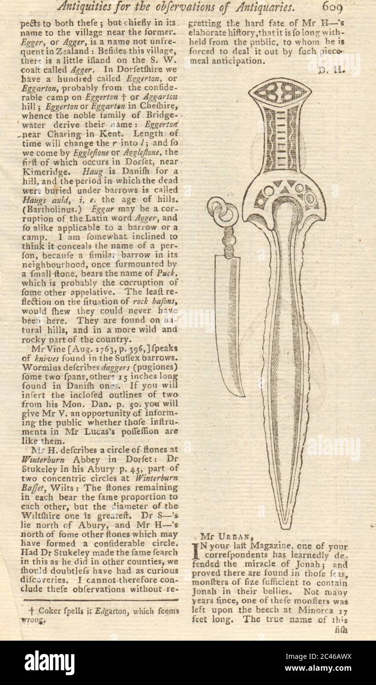 Two Daggers, described by Wormius in his Danish Monuments. Denmark 1768 ...