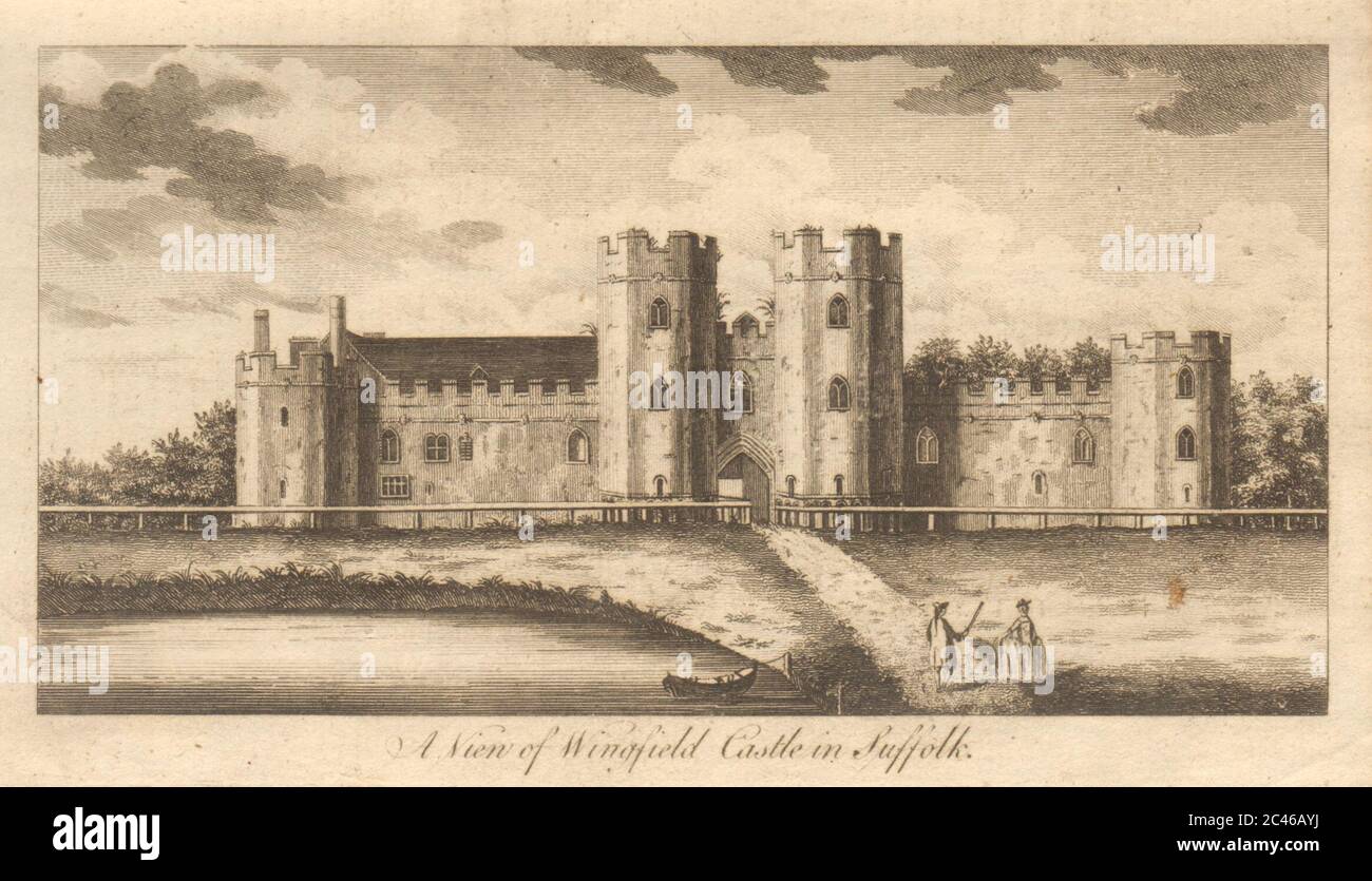 A view of Wingfield Castle in Suffolk 1775 old antique vintage print ...
