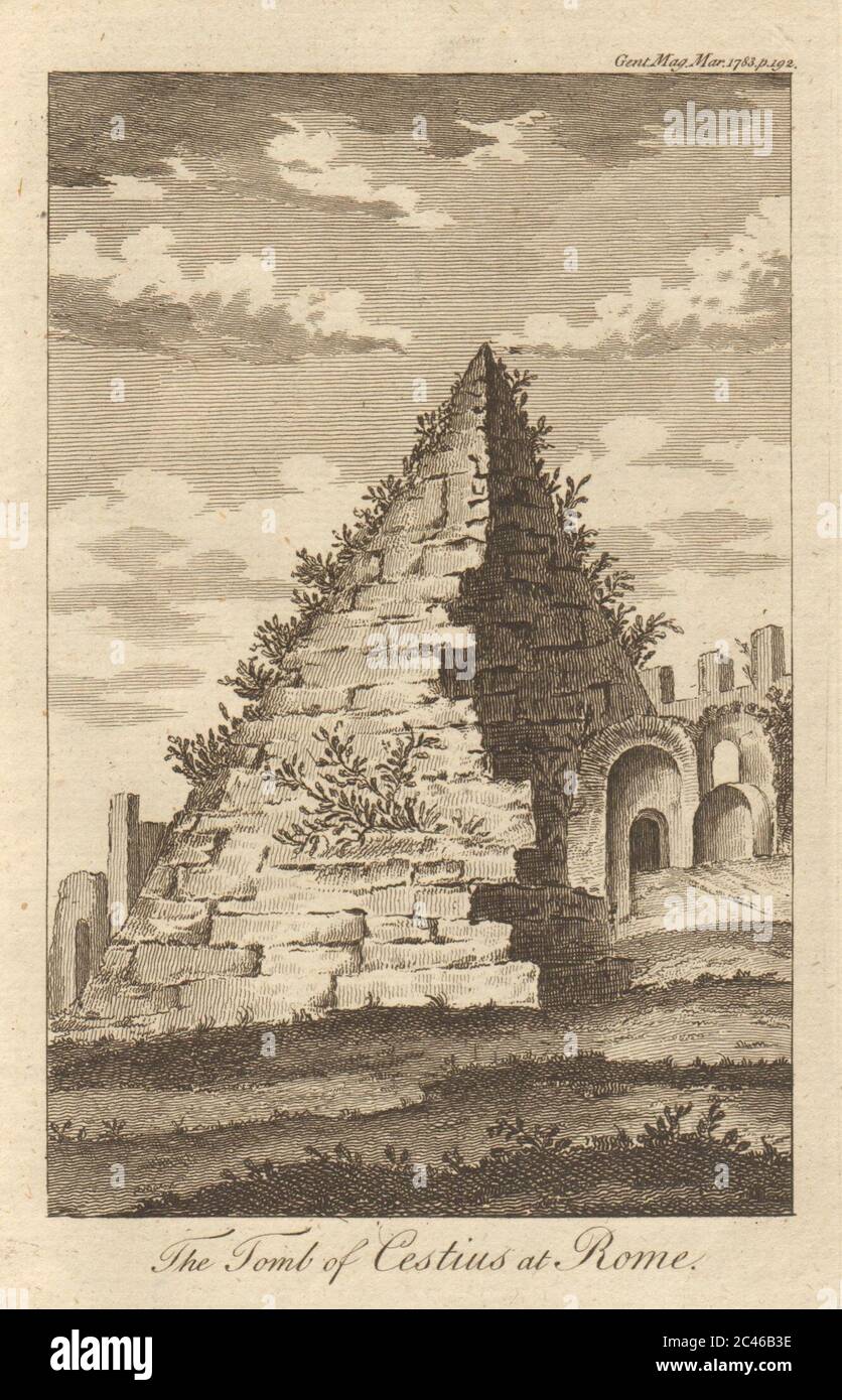 Pyramid of Cestius. Piramide di Caio Cestio / Cestia). Rome Roma 1783 ...