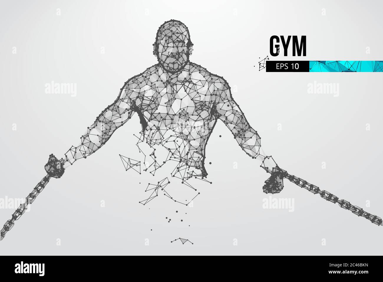 Abstract silhouette of wireframe bodybuilder. Man on the white ...