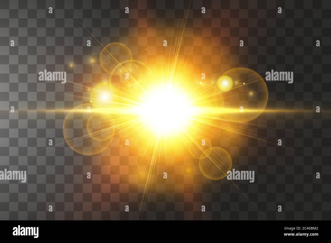 Shining golden stars isolated on black background. Effects, glare, lines, glitter, explosion ...