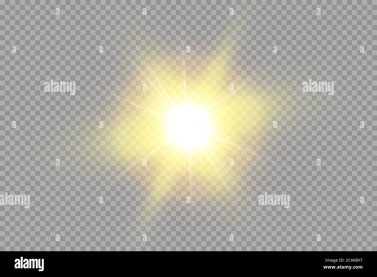 Bright shining sun Isolated on transparent background. Glow light ...