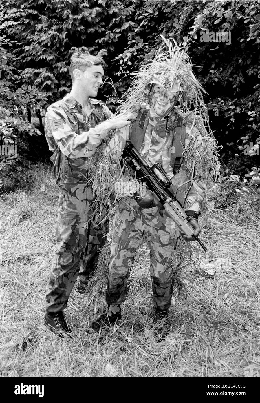 Two young army cadets prepare for an exercise on Salisbury Plain UK ...