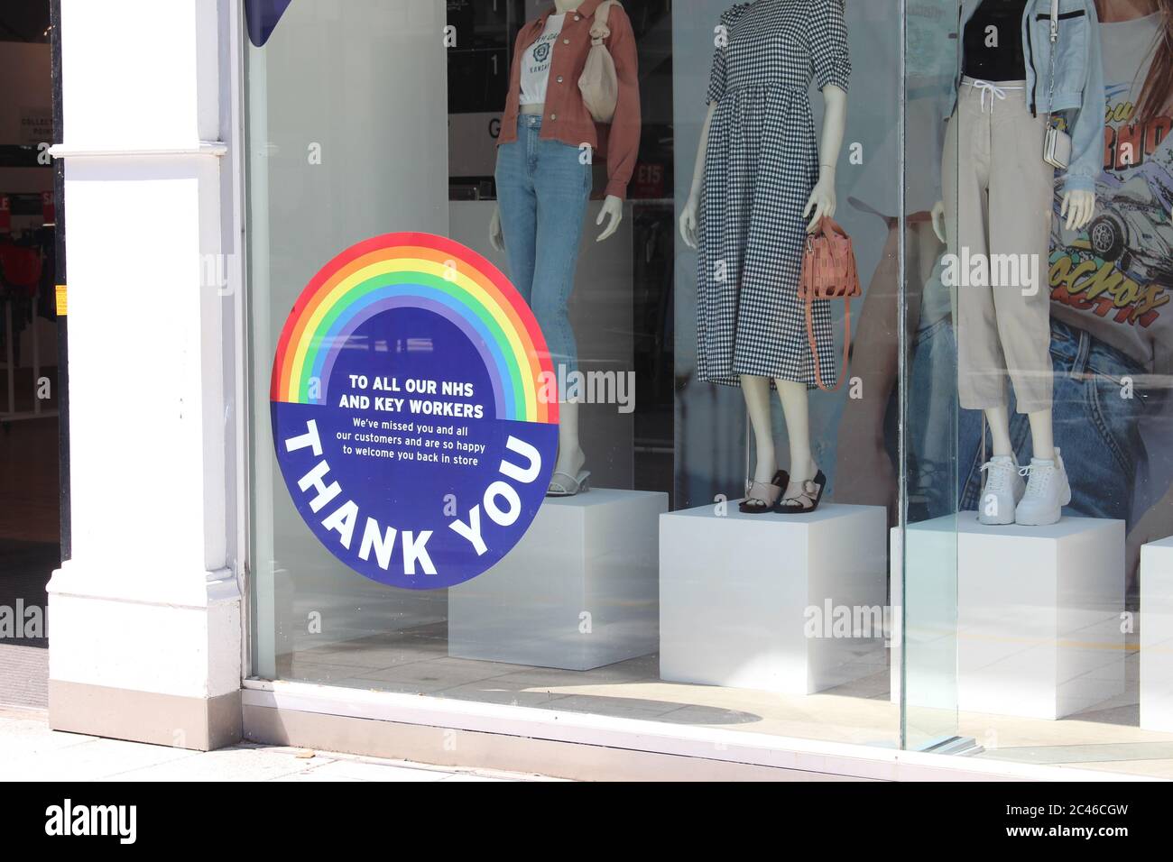 A photograph of Cardiff Queen Street's Topshop store, with 'thank you ...
