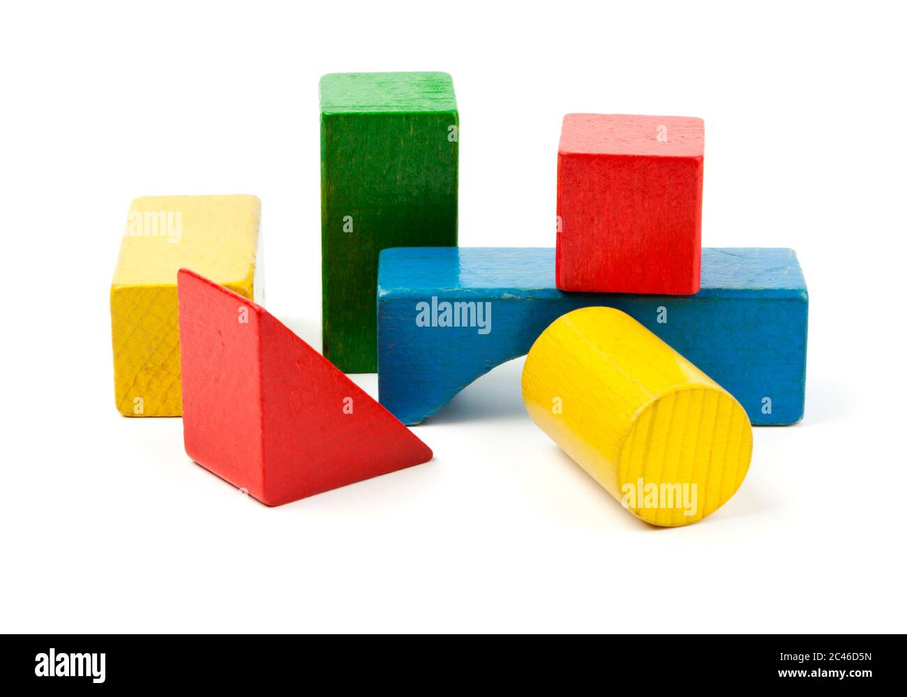 colorful wooden building blocks isolated on white Stock Photo - Alamy