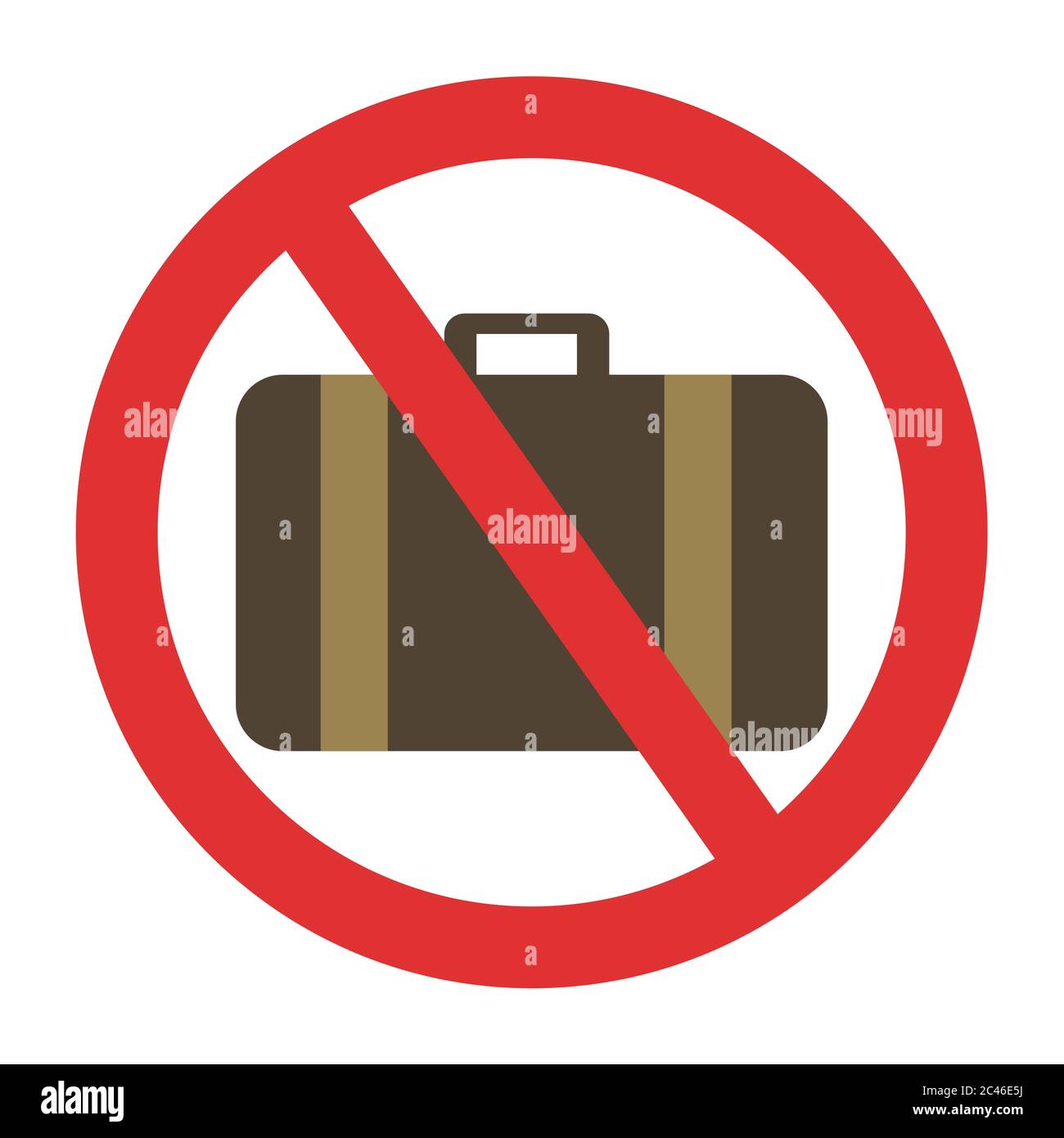 Ban on luggage crossed suitcase. Travel ban. Stop travel isolated ...