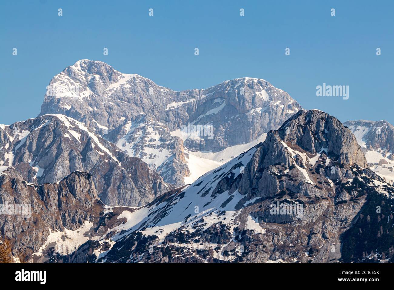 Triglav mountain covered in spring snow Stock Photo - Alamy