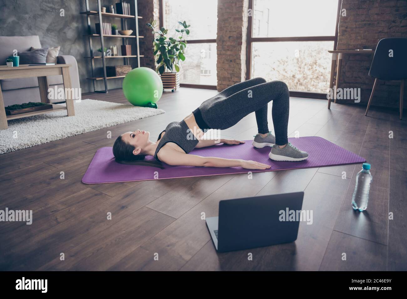 Top above high angle full body view photo athlete active energy girl ...