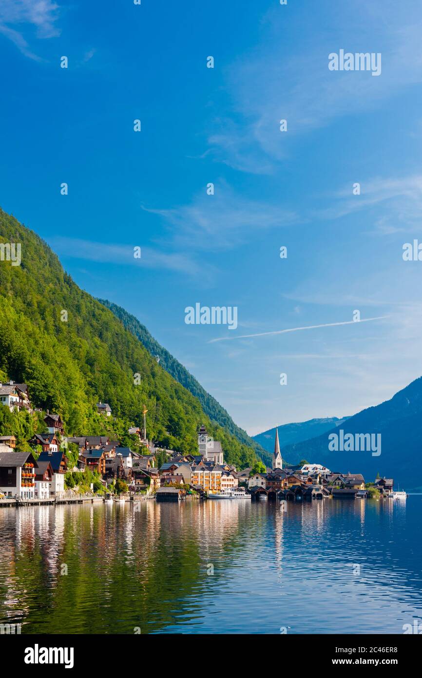 Hallstatt, mountain village in Austrian Alps, Austria Stock Photo - Alamy