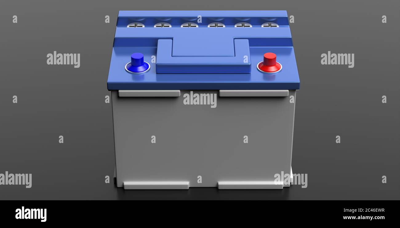 Car battery on black color background. Car and motorcycle spare part ...