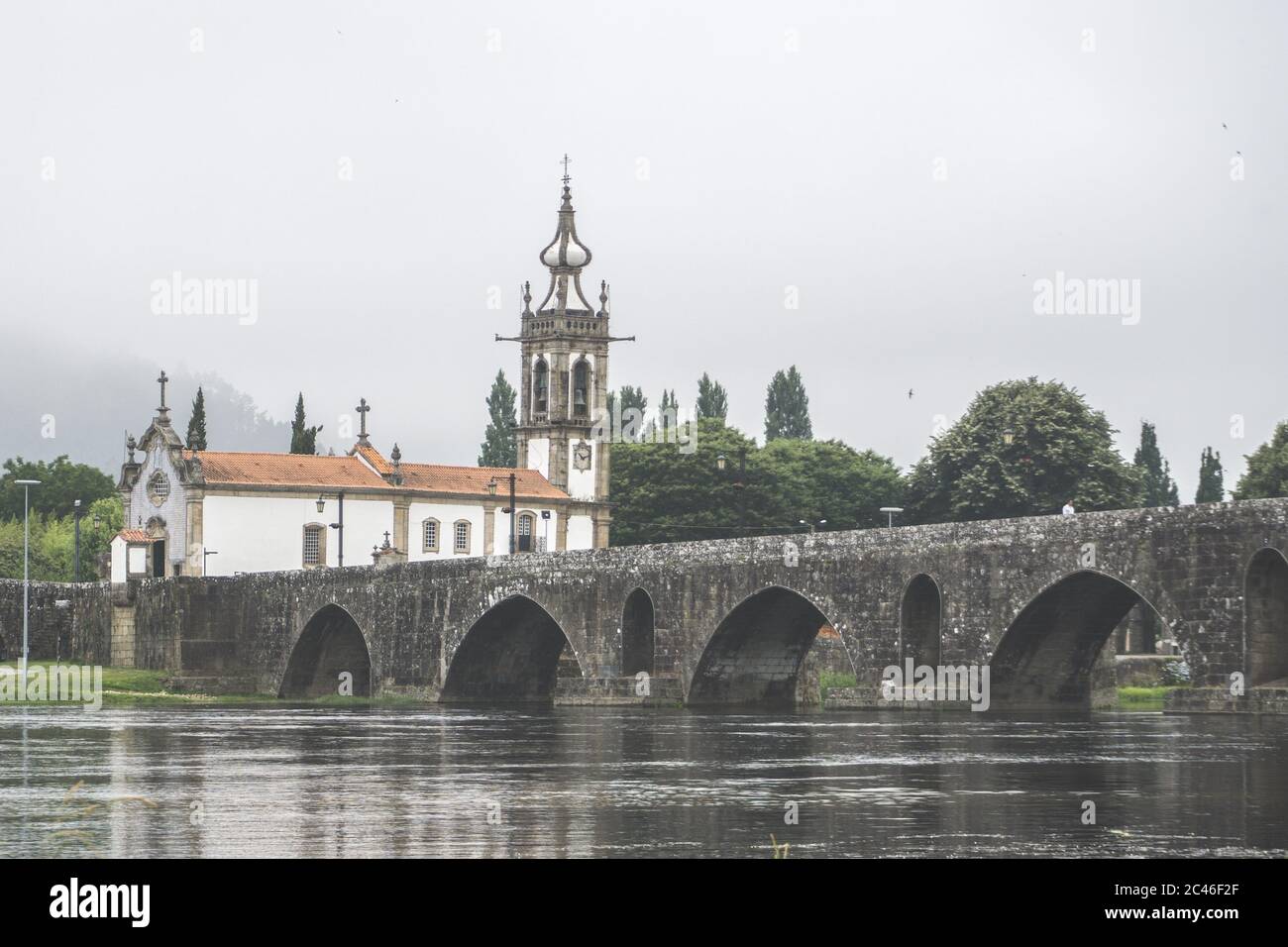 Roman bridge in oldest Portugal village, Ponte de Lima, Portugal Stock ...