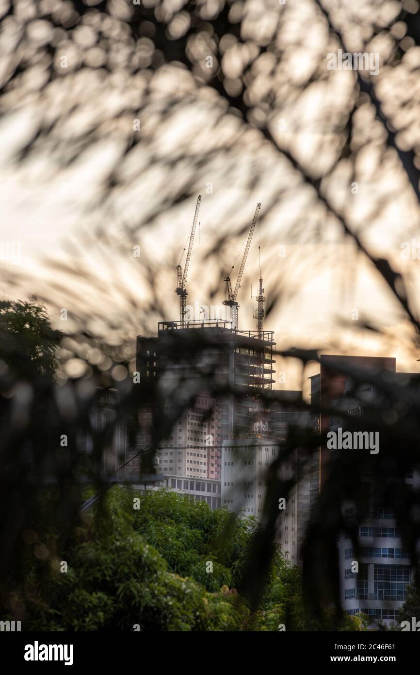 Urban skyline with a mild sunset Stock Photo - Alamy