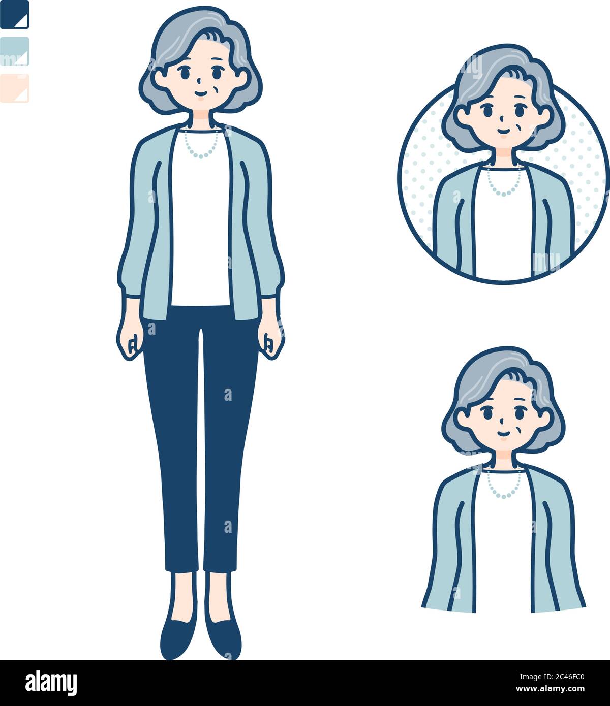 Senior woman in a suit with Smiling images. It's vector art so it's ...