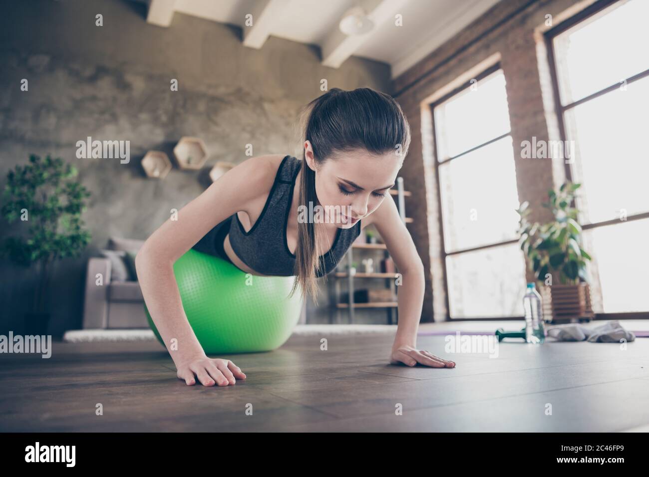 Woman exercise ball push ups hi-res stock photography and images - Alamy