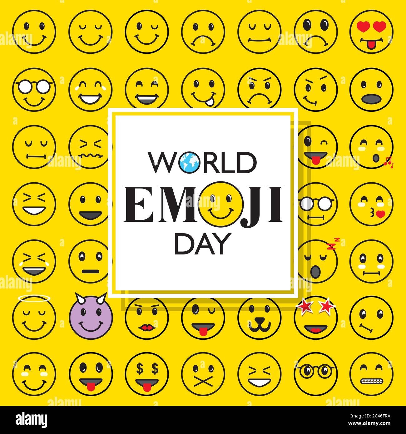 vector illustration of world emoji day poster or greeting design Stock ...