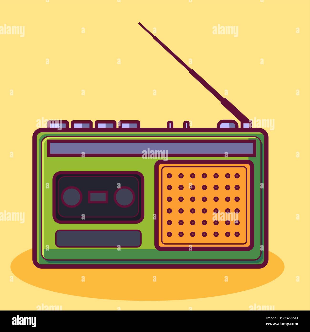 Retro radio vector illustration. Flat cartoon style Stock Vector Image ...