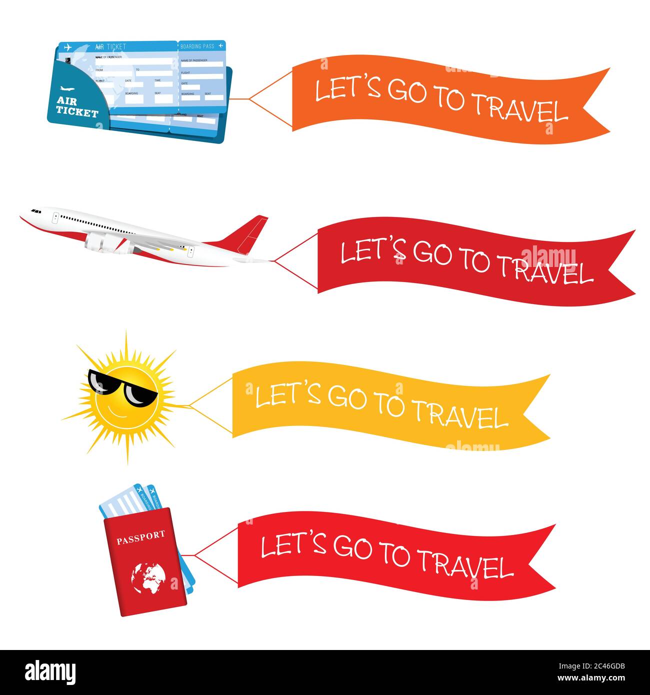 let go to travel with icon illustration in colorful Stock Vector Image ...