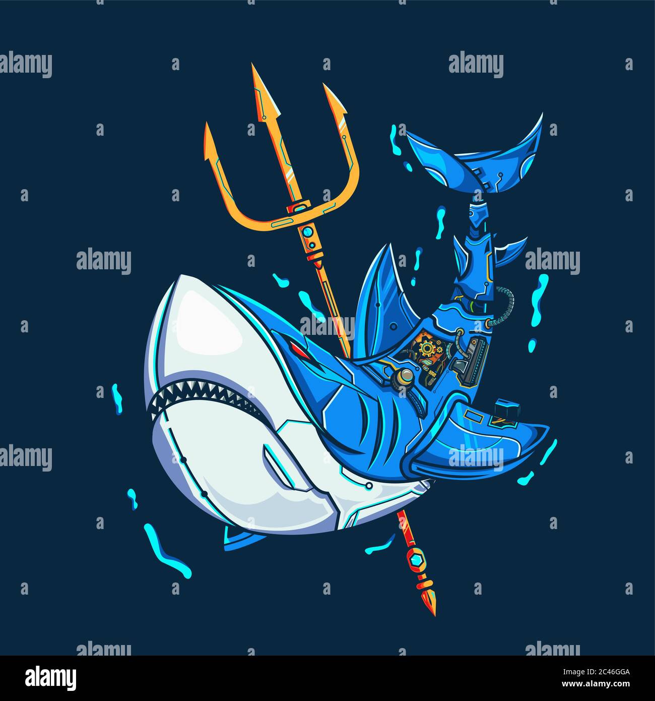 Shark hand drawn water Stock Vector Images - Alamy