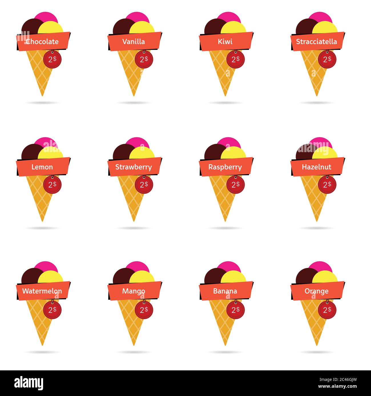 ice cream with red tag price illustration on white Stock Vector Image ...
