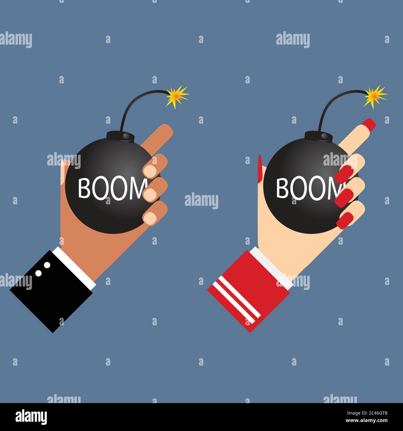 Illustration man holding bomb Stock Vector Images - Alamy